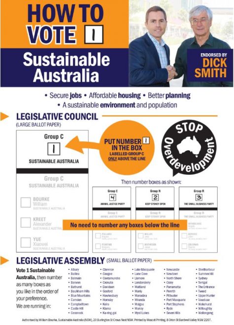 Vote 1 Sustainable Australia in tomorrow's NSW election - MacroBusiness
